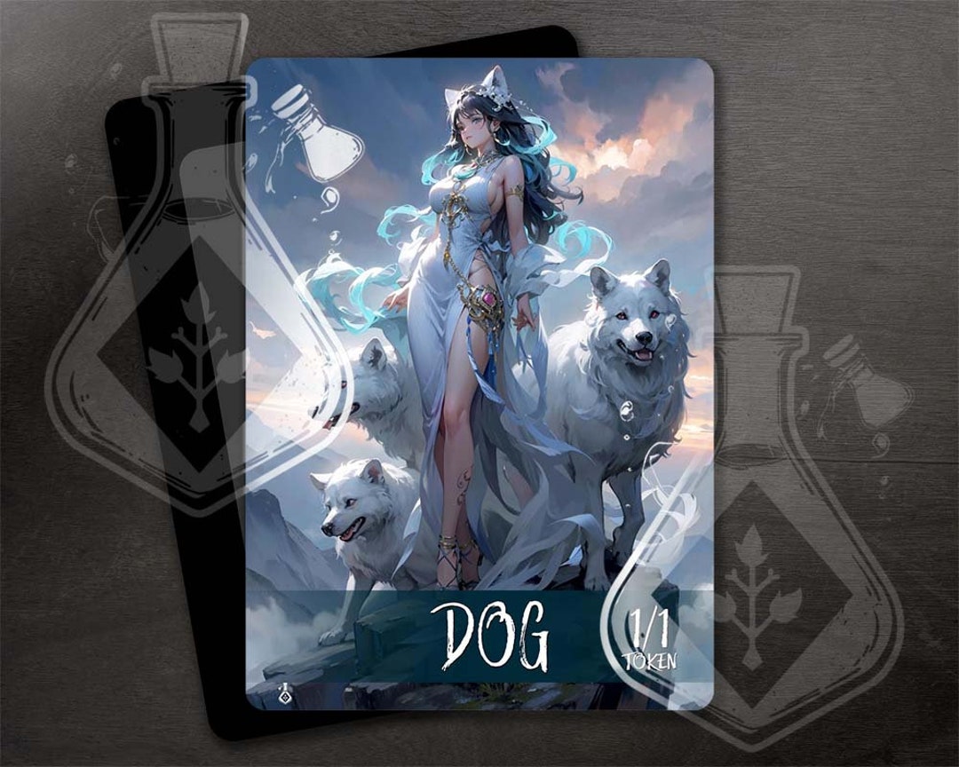 DOG Token for TCG Full Custom Art Anime Waifu and Her Dogs, Snow ...