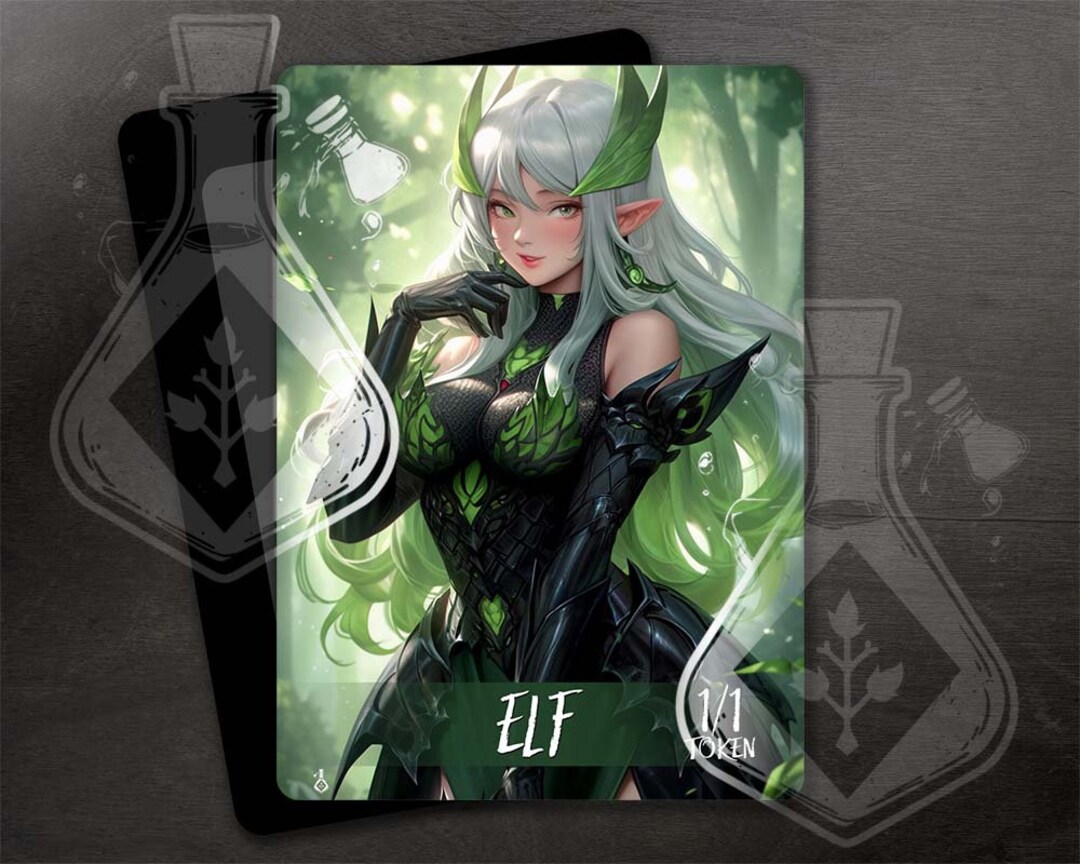 ELF Token for TCG - Full Custom Art - Gorgeous White Hair Elf Warrior 1/1 Token - Etsy