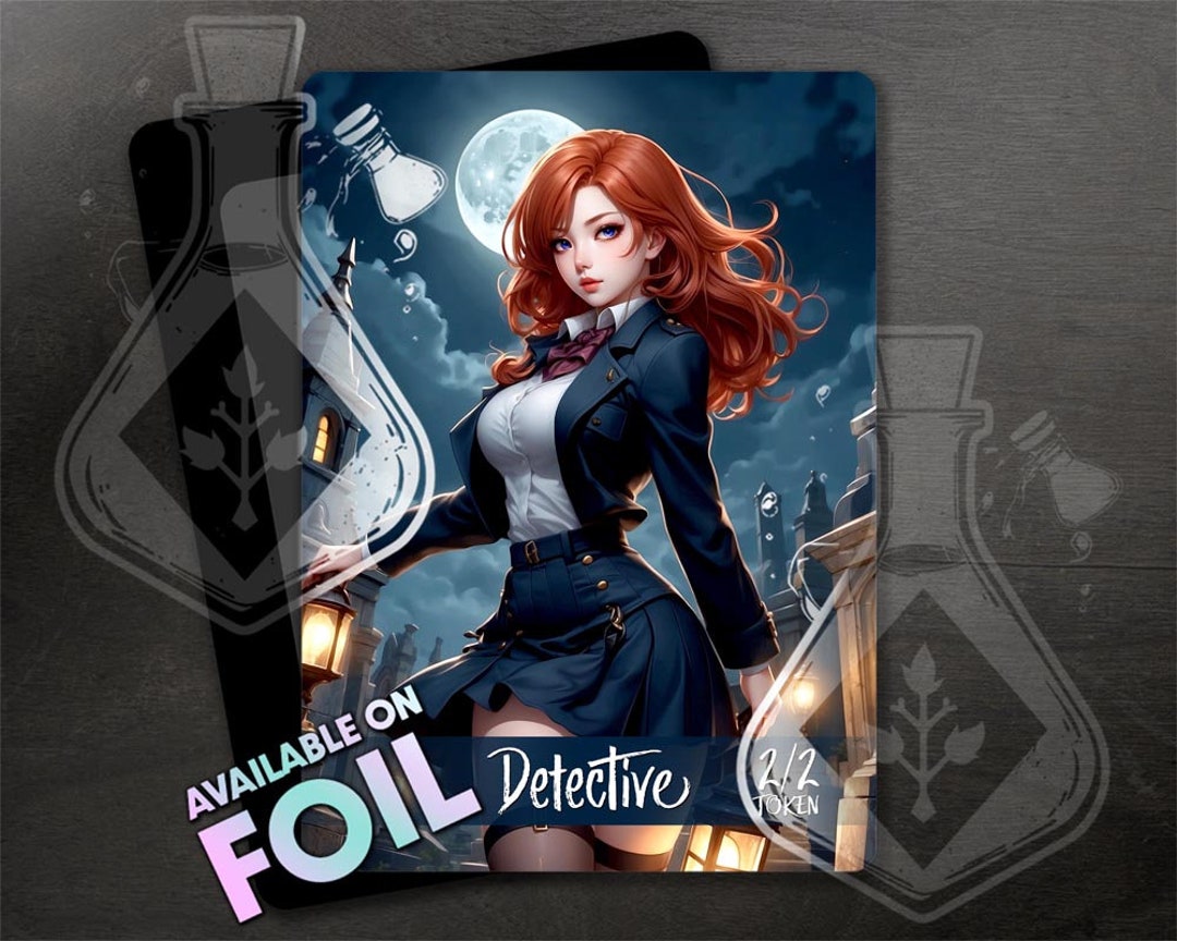 Detective Token for TCG Full Custom Art Anime Waifu Enticing ...