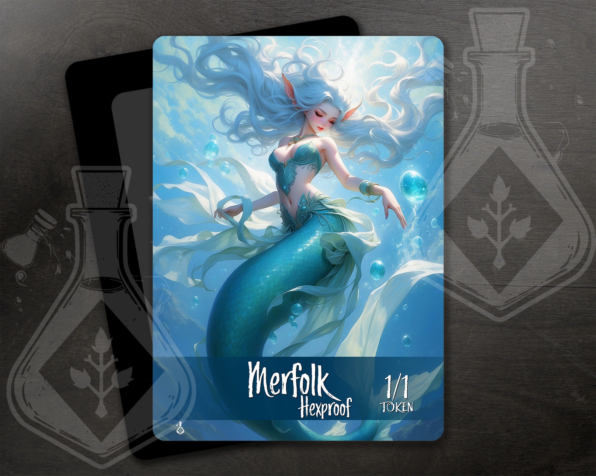 Merfolk With Hexproof Token for TCG Full Custom Art Sea Custodian: Guardian of Merfolk Haven ...