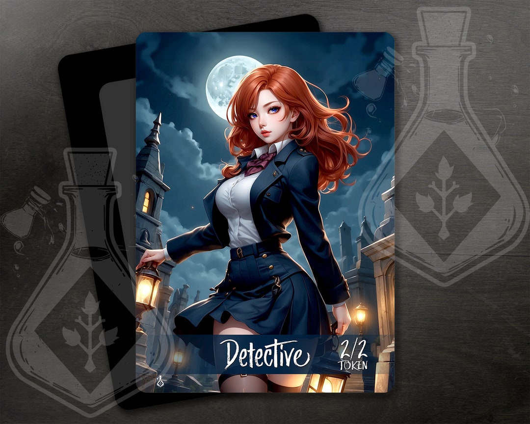 Detective Token for TCG Full Custom Art Anime Waifu Enticing ...