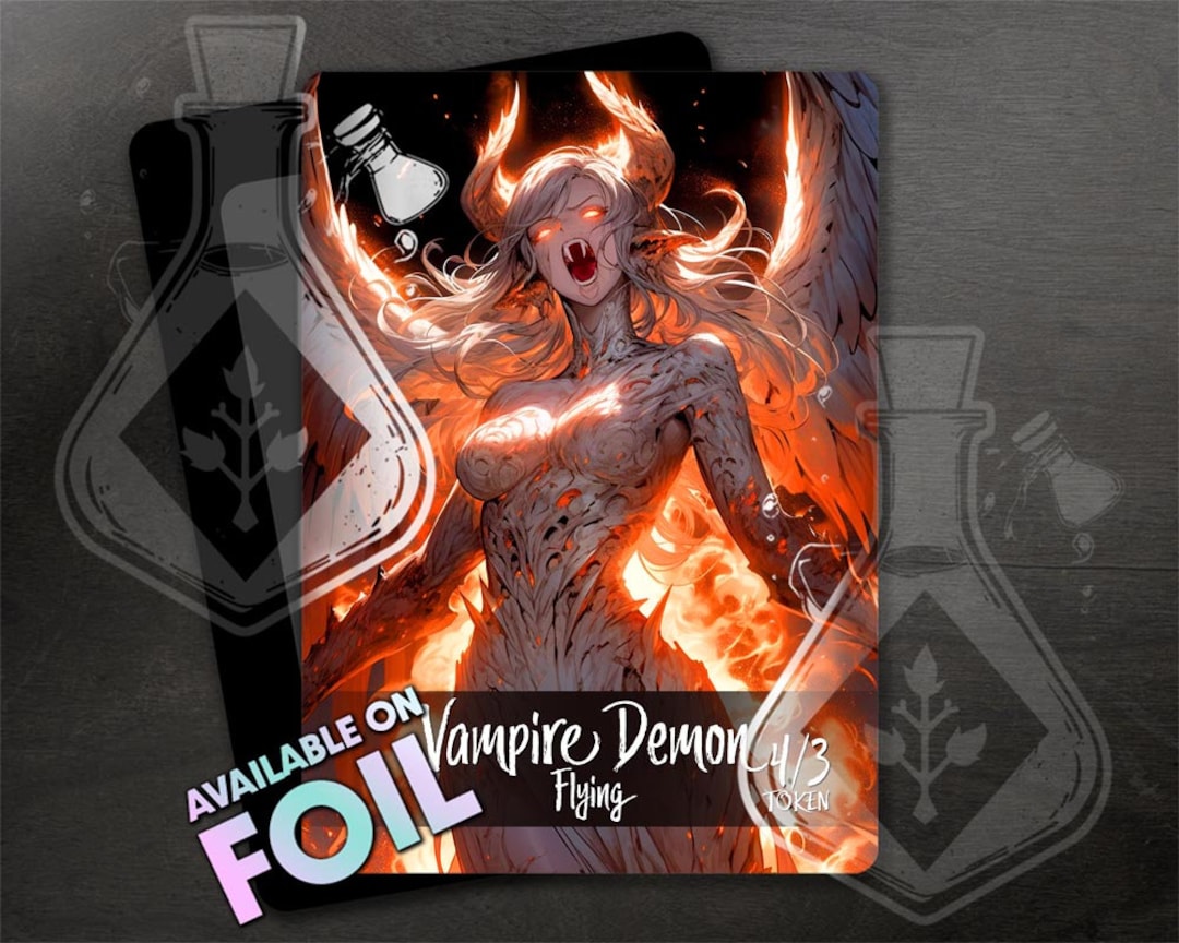 Vampire Demon Token for TCG - Full Custom Art - Waifu Anime Fire Demon ...