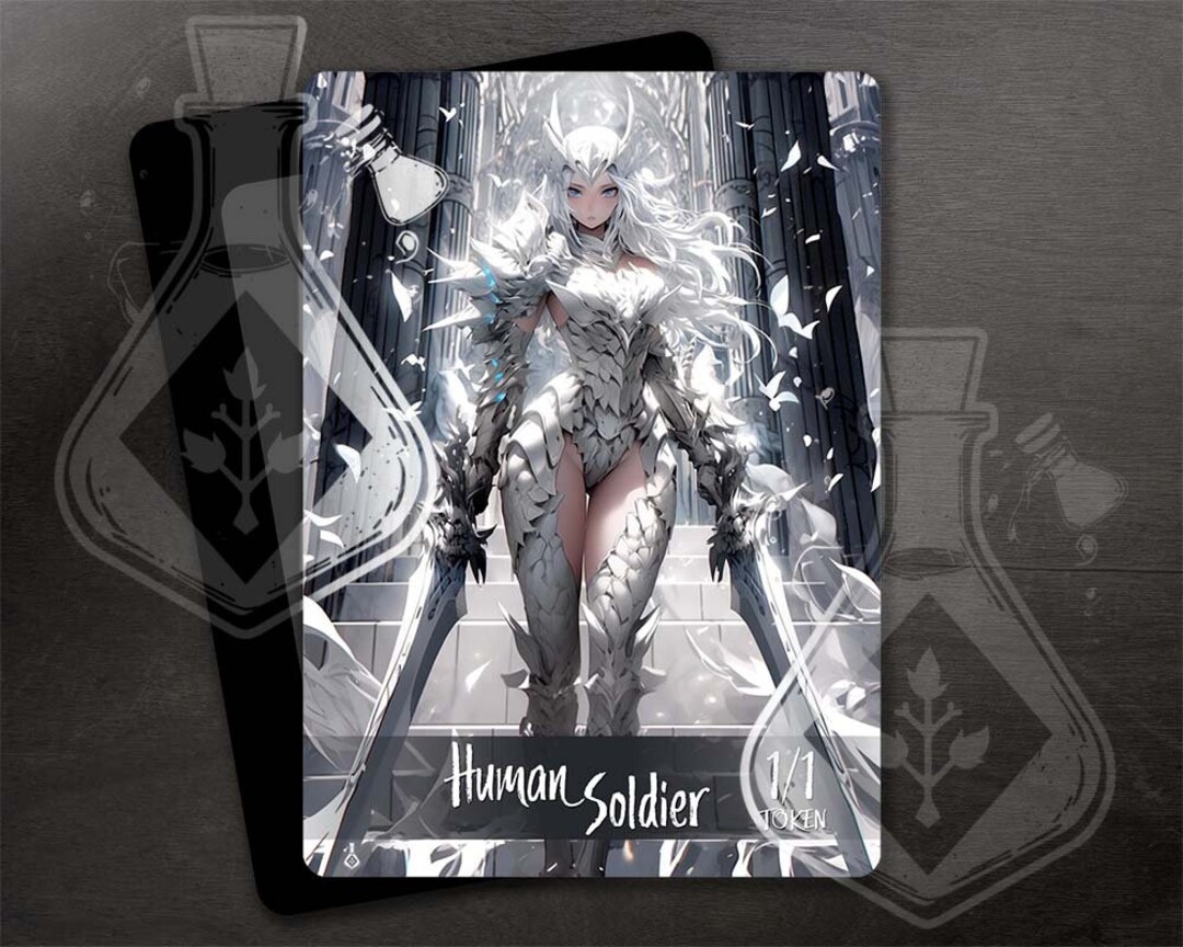 Human Soldier Token for TCG - Full Custom Art - Red - Gorgeous Silver ...