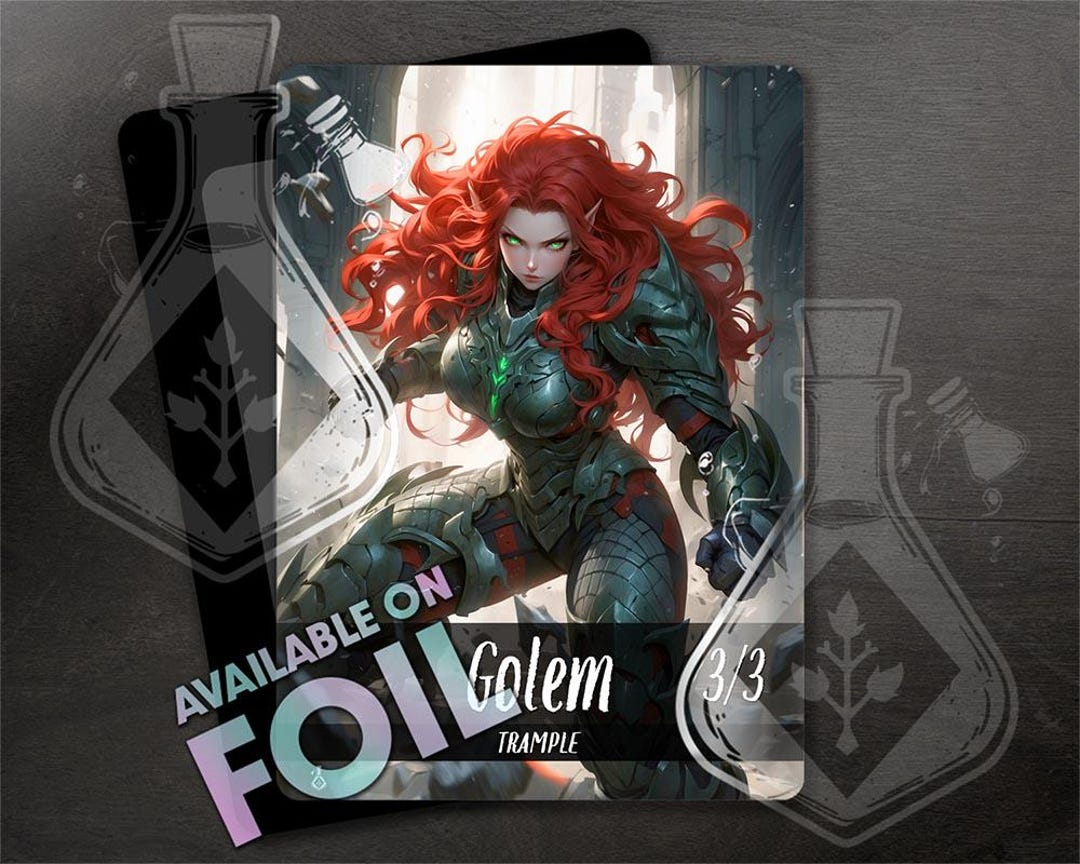 GOLEM With Trample TOKEN 3/3 - Full Custom Art - Anime Waifu Token ...