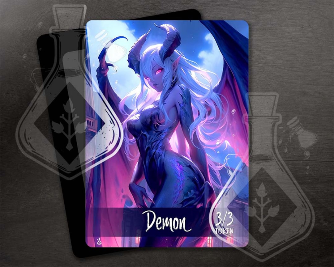 DEMON Token for TCG - Full Custom Art - Gorgeous Demon Waifu - Blue ...