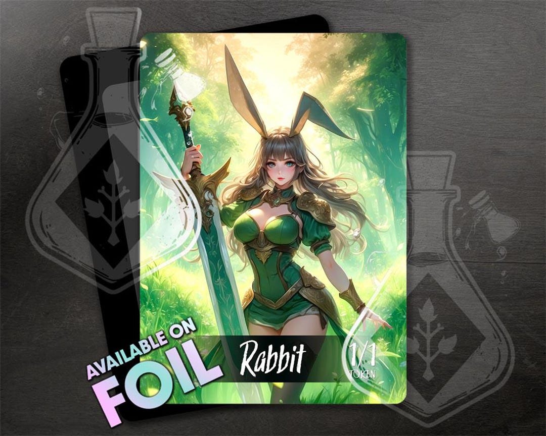 RABBIT TOKEN Full Custom Art Anime Waifu Token Stunning Hare Fighter ...
