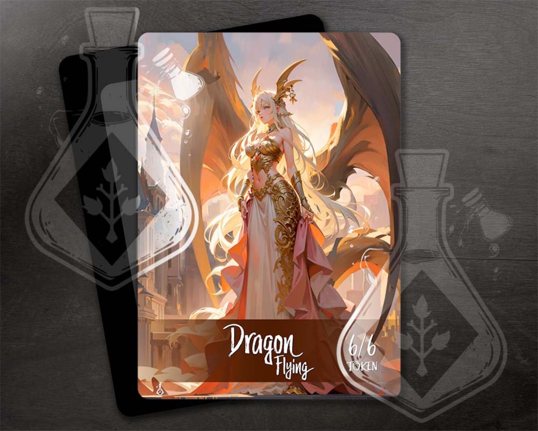 Dragon With Flying 6/6 -token for TCG - Full Custom Art - Golden Dragon ...