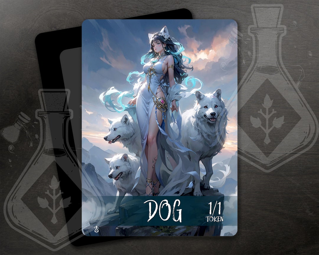 DOG Token for TCG Full Custom Art Anime Waifu and Her Dogs, Snow ...