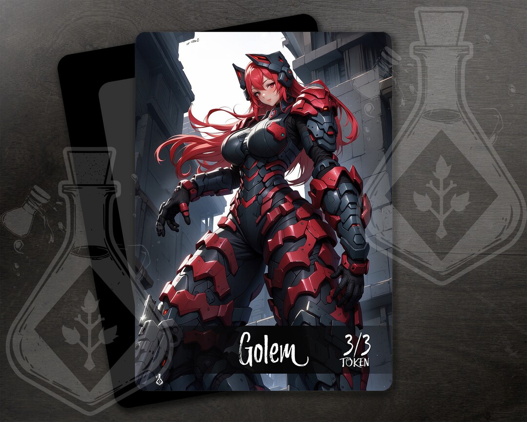 GOLEM Token for TCG Full Custom Art Waifu Anime Gorgeous Redhead ...