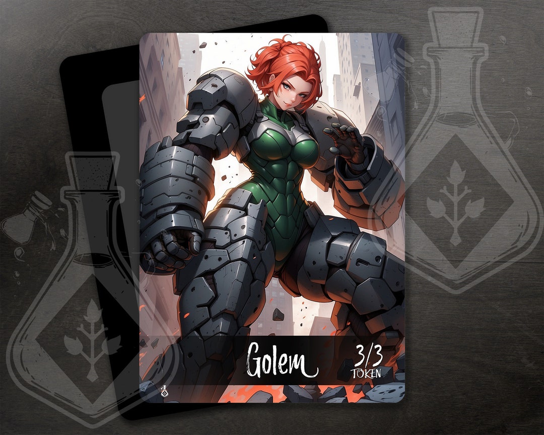 GOLEM Token for TCG Full Custom Art Waifu Anime Gorgeous Redhead ...