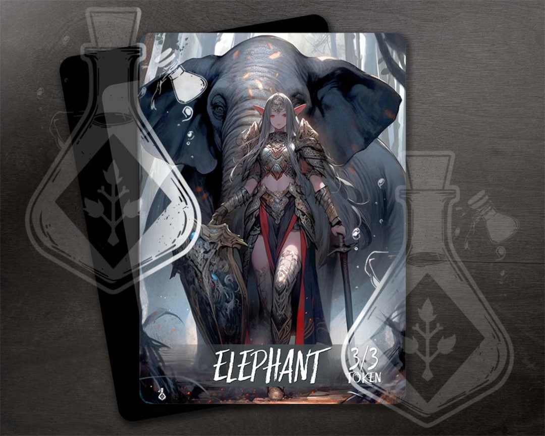 ELEPHANT Token for TCG - Full Custom Art - Beautiful Armored Warrior 3/ ...