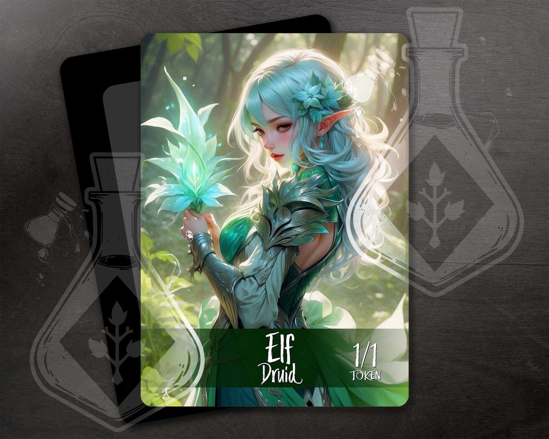 Elf Druid 1/1 - Token for TCG - Full Custom Art - Charming Elf Druid ...