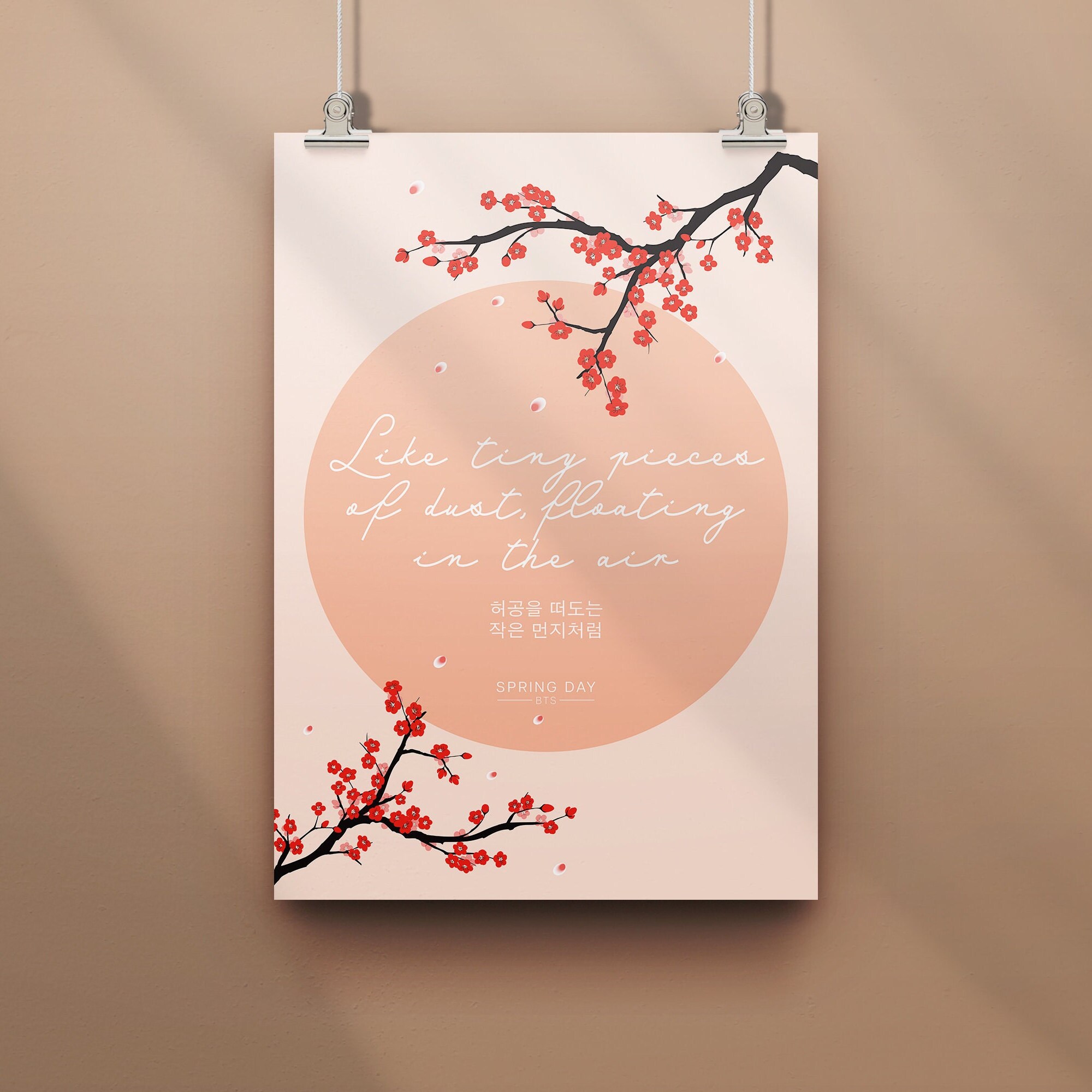 BTS Poster: Spring Day Digital Print 방탄소년단 Spring Day Wall Art K-pop ...