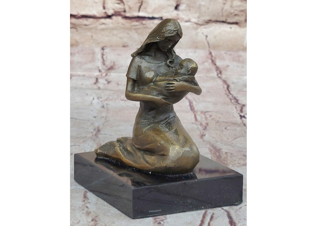 Mother With Newborn Baby Bronze Statue Figurine - Etsy
