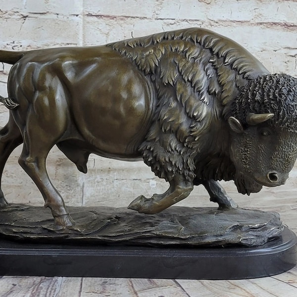Bronze Buffalo Statue - Etsy