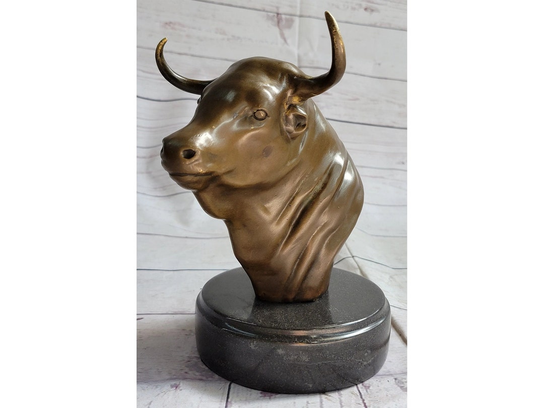 Bull Head Bronze Metal Bust Sculpture Statue Figure - Etsy