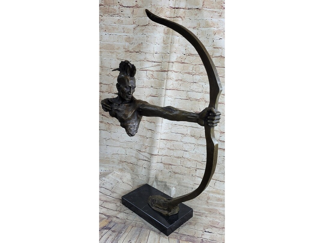 Large Native American Indian Mohawk Archer Bronze Bust Statue Figure - Etsy
