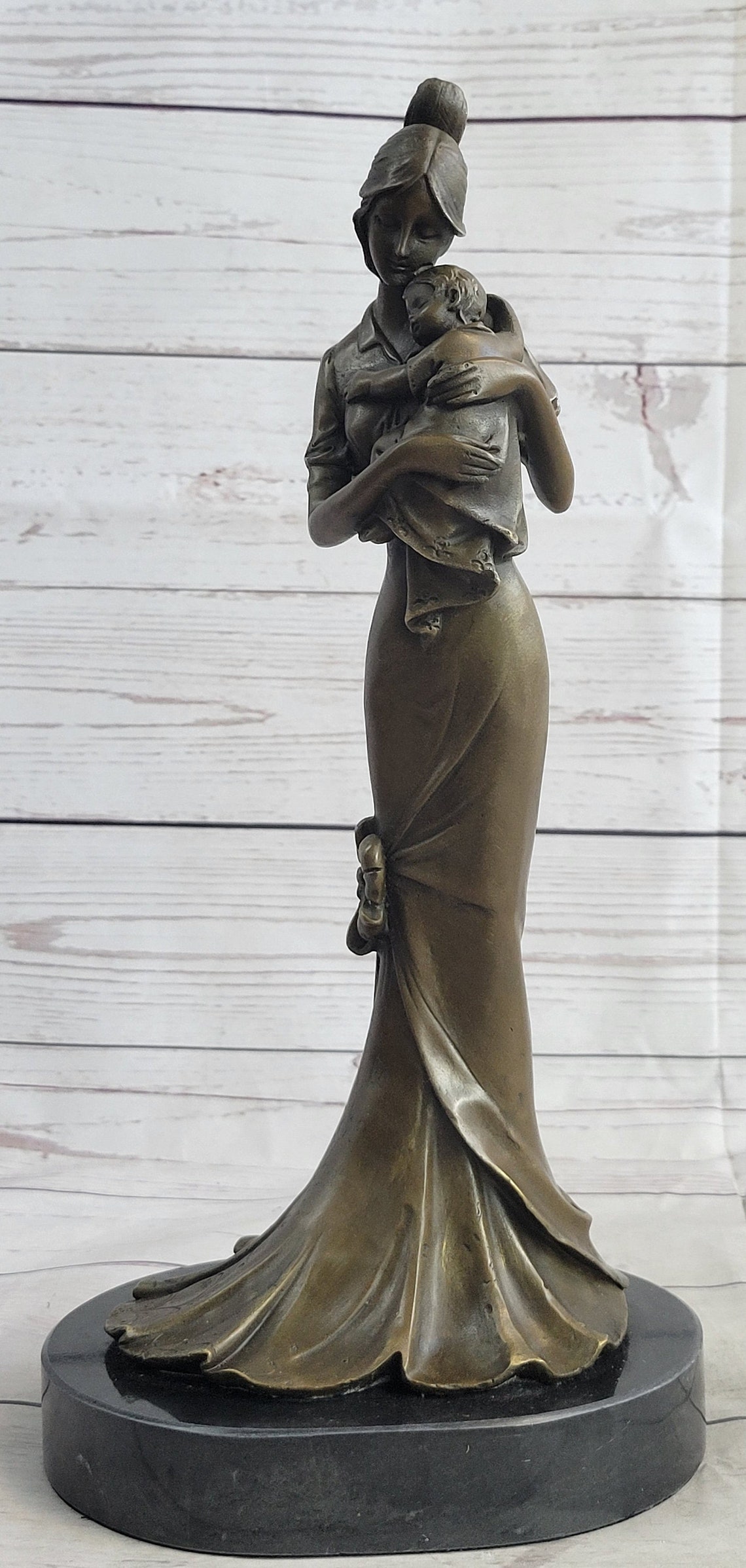 Mother Holding Baby Child Bronze Statue Sculpture Figure - Etsy