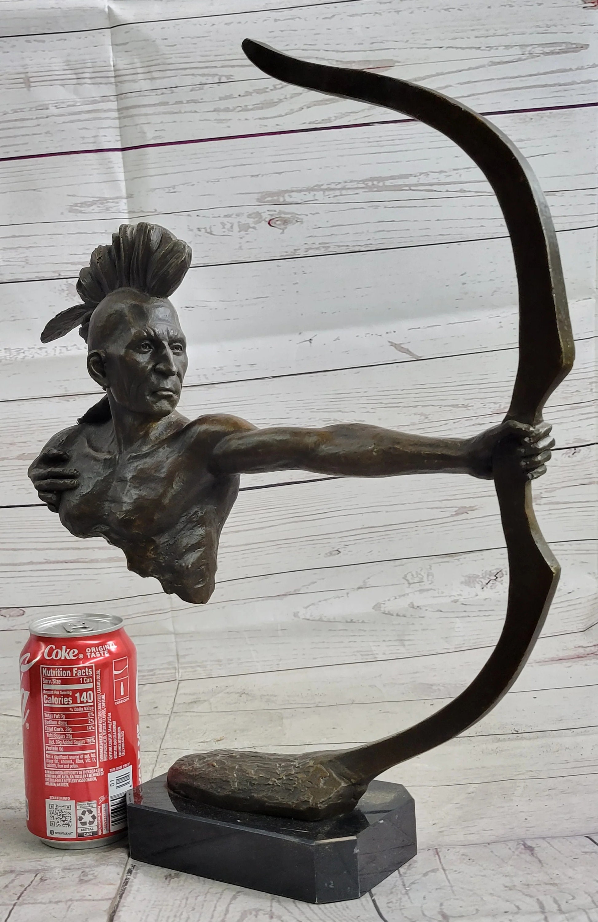 Native American Indian Mohawk Archer Bow Bronze Sculpture Statue Figure ...