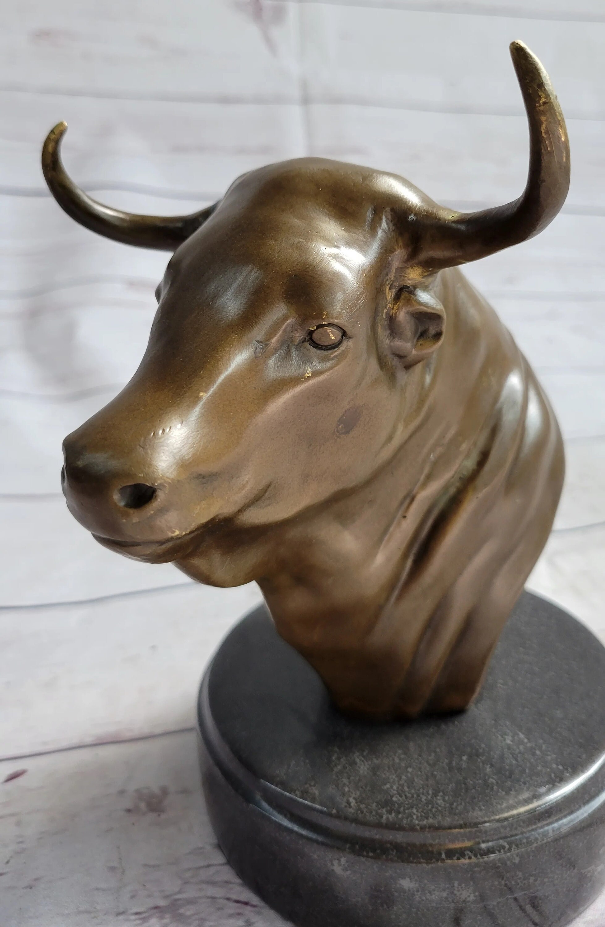 Bull Head Bronze Metal Bust Sculpture Statue Figure - Etsy