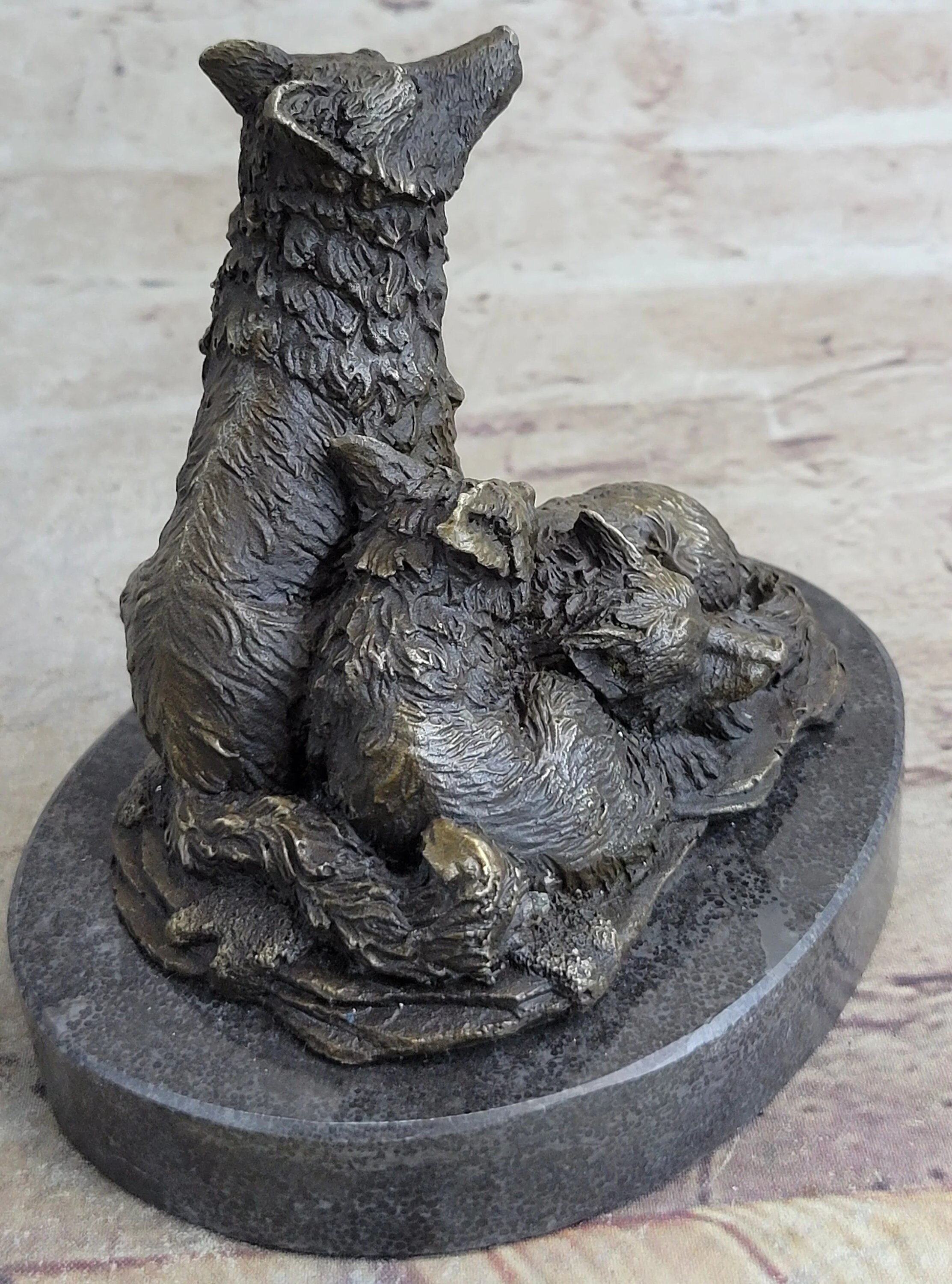Wolf and Cubs Bronze Miniature Statue Sculpture Figure - Etsy