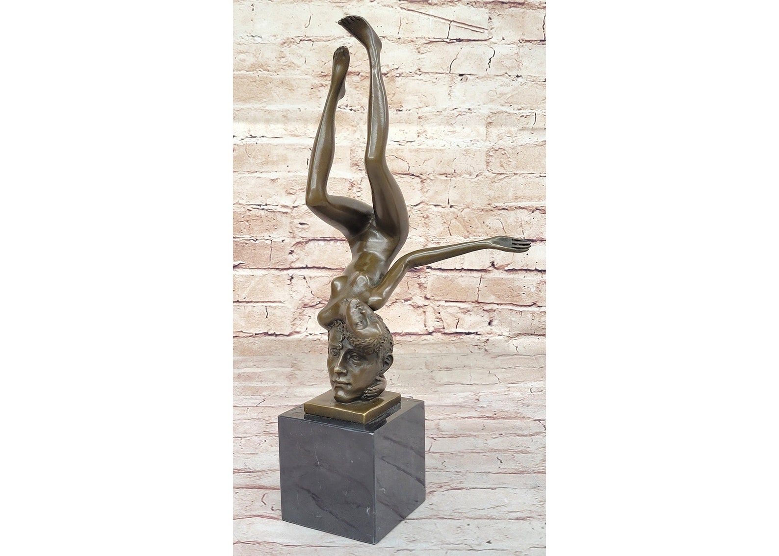 Surrealist Bronze Sculpture of Upside Down Female Figure Conjoined Head ...