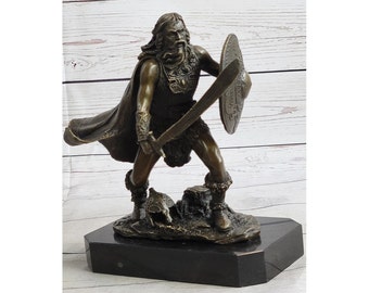 Handmade Solid Bronze Statuette Figurine Statue of Viking Scandinavian ...