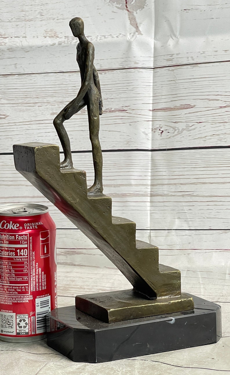 Abstract Bronze Statue of a Man Climbing Stairs Staircase - Etsy
