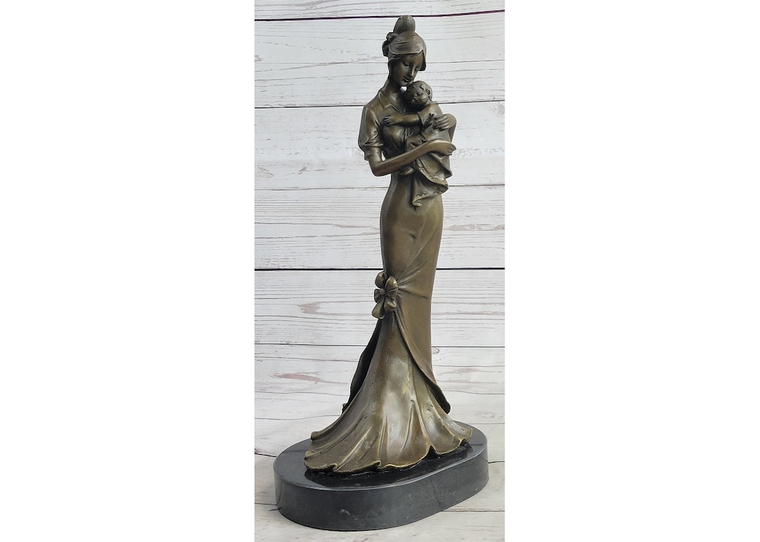 Mother Holding Baby Child Bronze Statue Sculpture Figure - Etsy