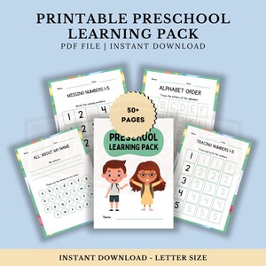 Printable Preschool Learning Bundle 50 Page Activity Worksheets ...