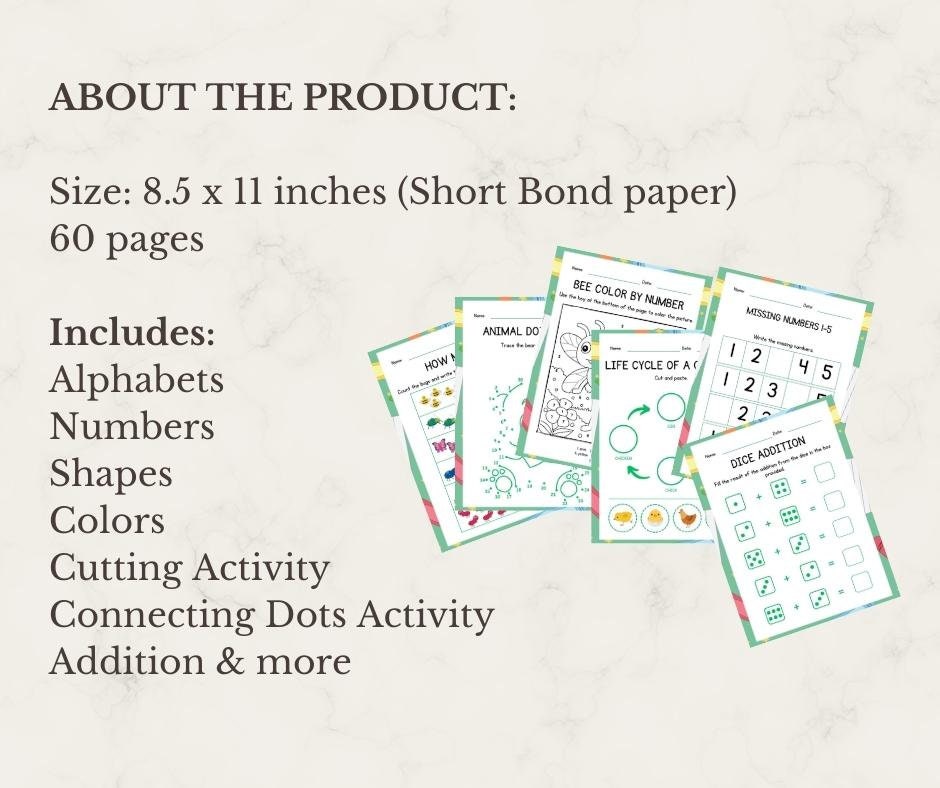 Printable Preschool Learning Bundle 50 Page Activity - Etsy