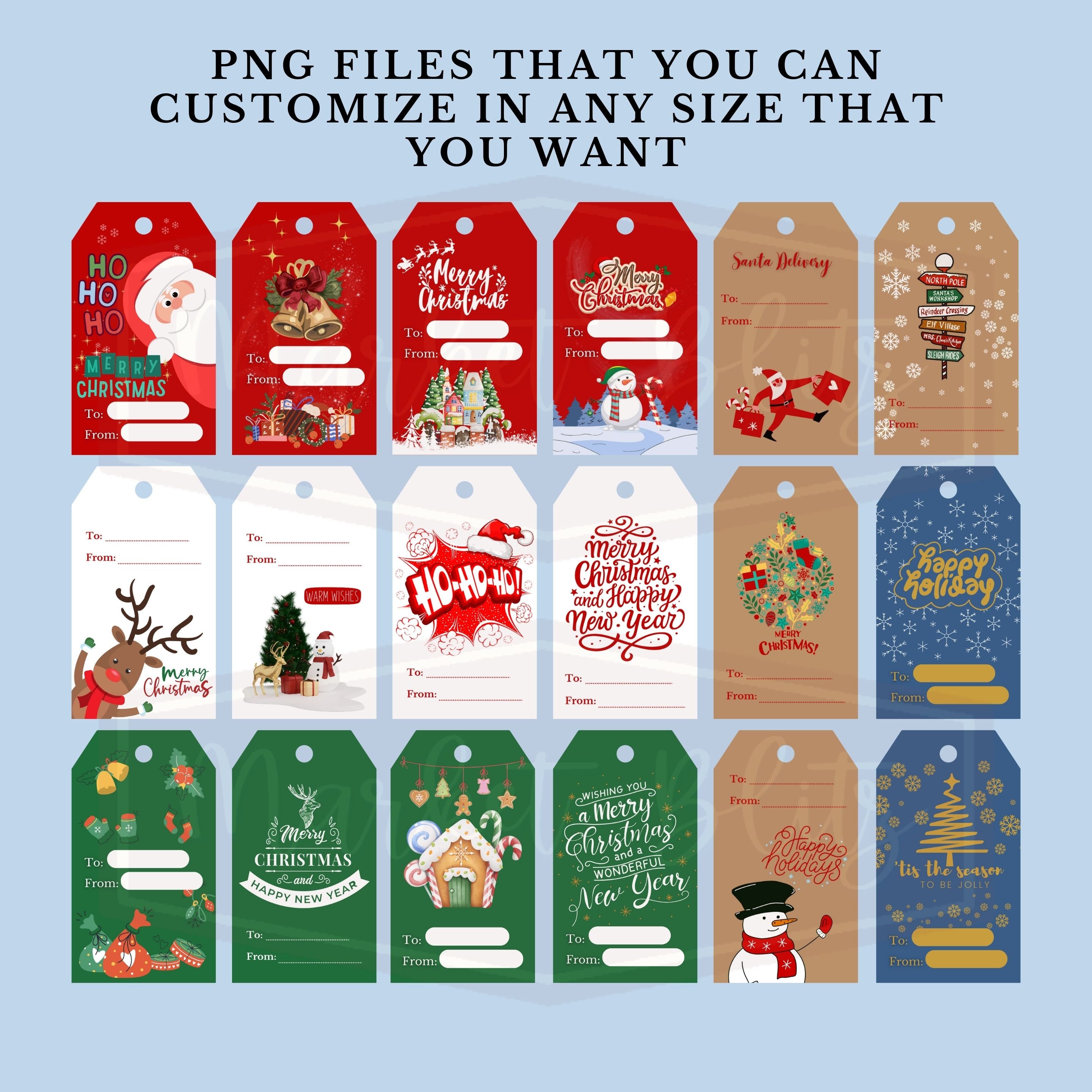 Printable Christmas Gift Tag, Holiday Party Favor Tag, Gift Tag ...