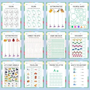 Printable Preschool Learning Bundle 50 Page Activity Worksheets ...