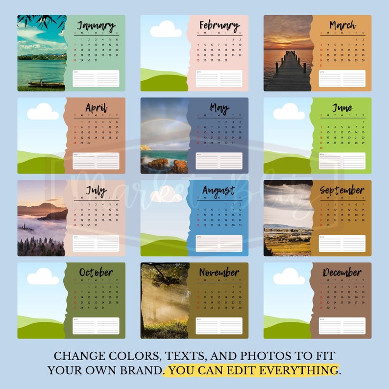 Plantilla De Calendario 2024 Plantilla Canva Totalmente Editable Uso