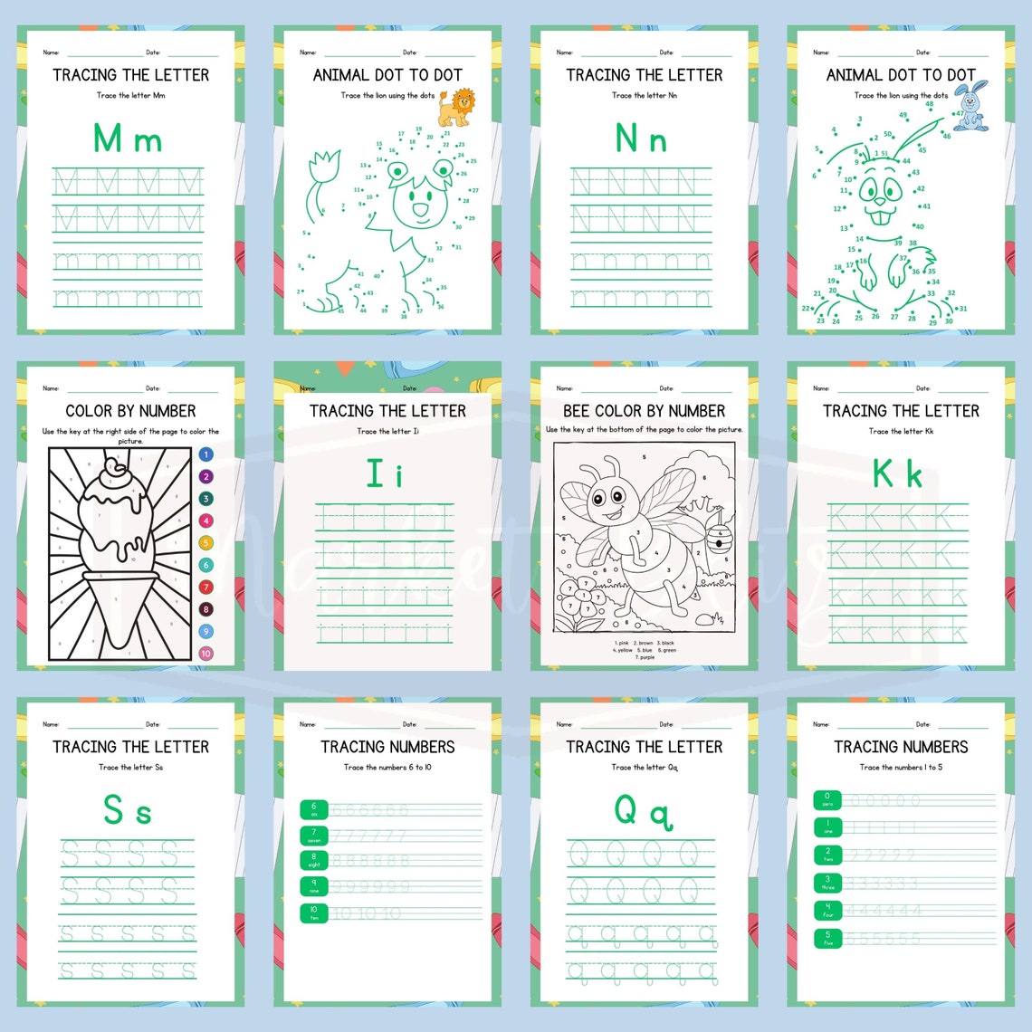 Printable Preschool Learning Bundle 50 Page Activity Worksheets ...