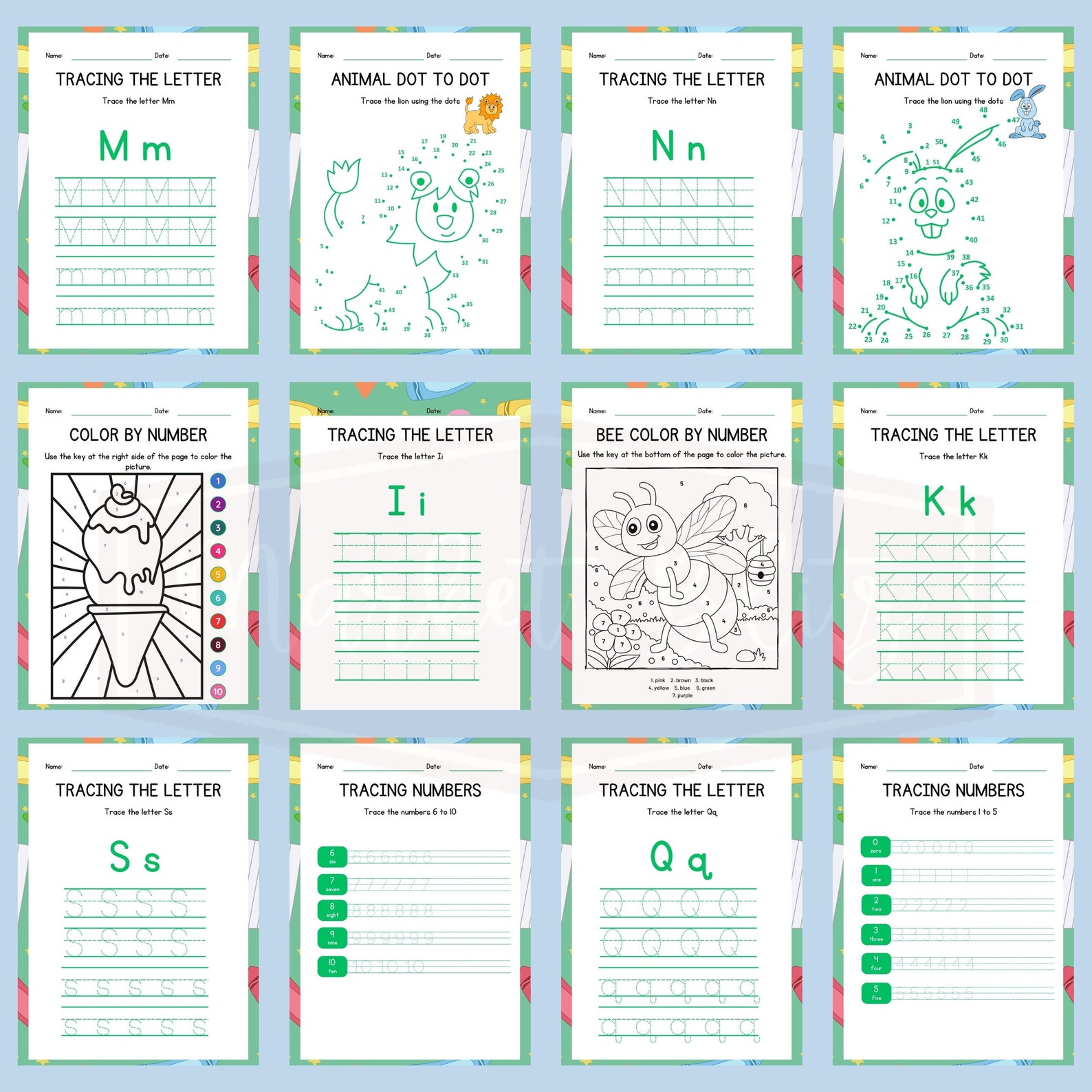 Printable Preschool Learning Bundle 50 Page Activity Worksheets ...