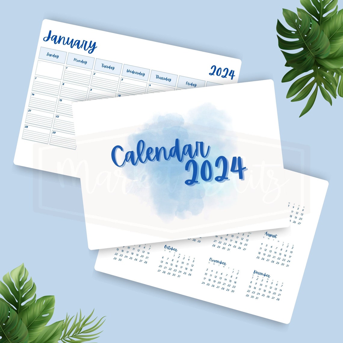 Printable Calendar 2024, Instant Download, Wall Calendar, Digital ...