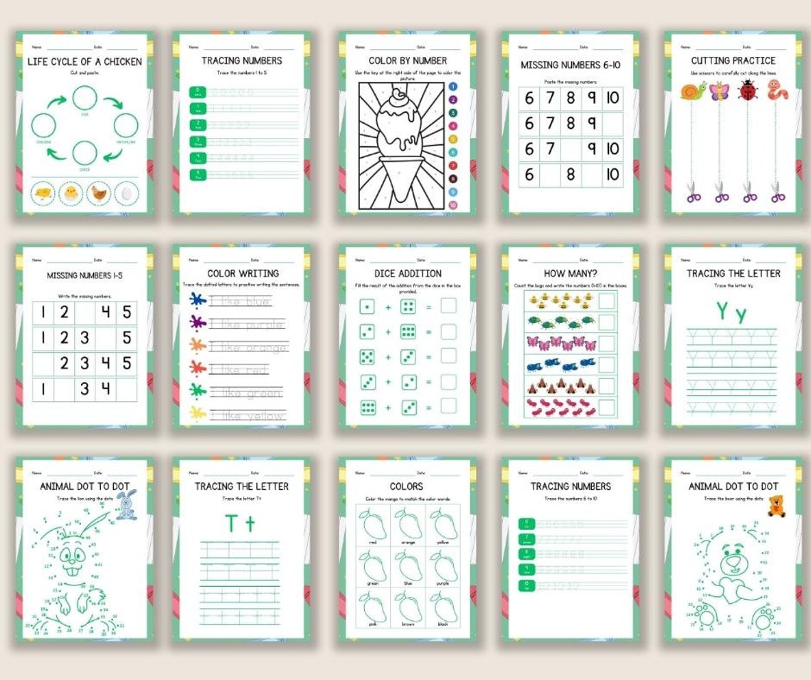 Printable Preschool Learning Bundle 50 Page Activity - Etsy
