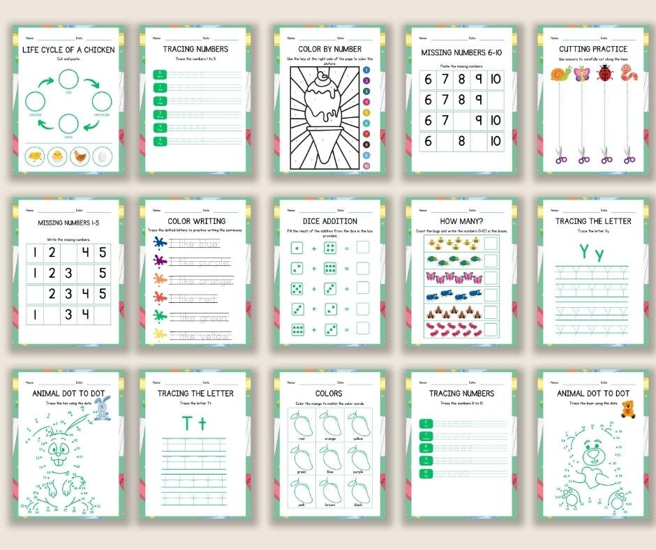 Printable Preschool Learning Bundle 50 Page Activity - Etsy