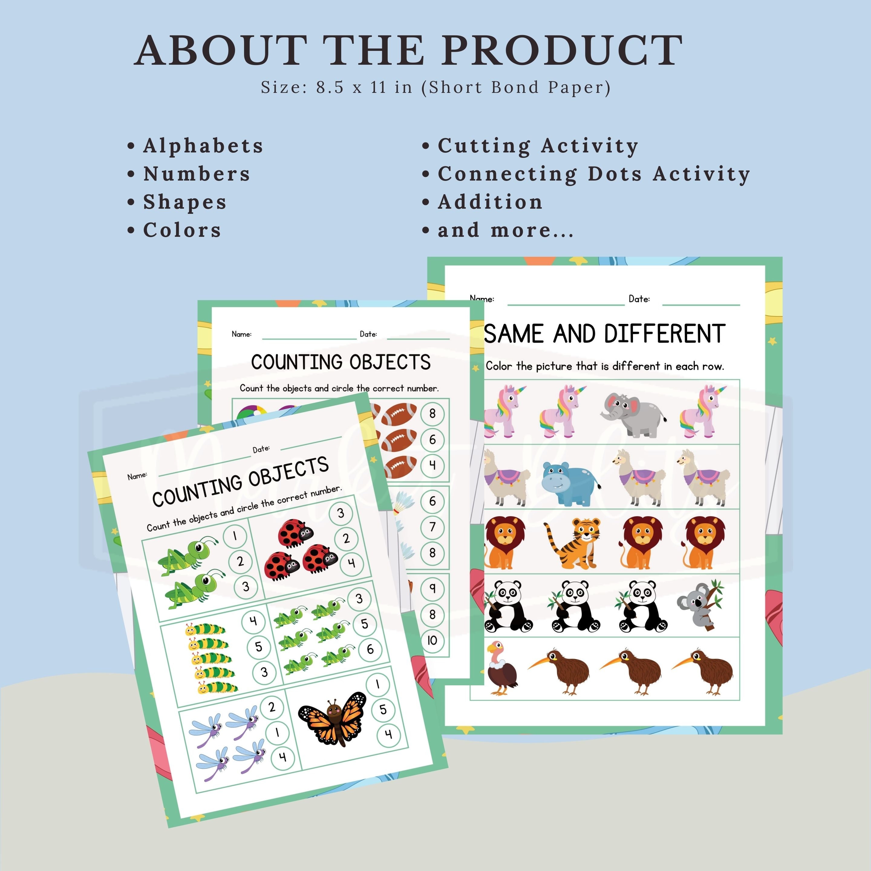Printable Preschool Learning Bundle 50 Page Activity Worksheets ...