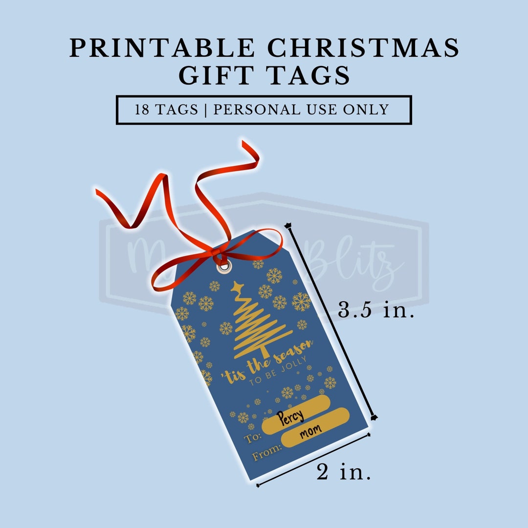 Printable Christmas Gift Tag, Holiday Party Favor Tag, Gift Tag ...