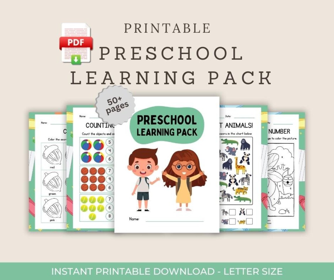 Printable Preschool Learning Bundle 50 Page Activity - Etsy