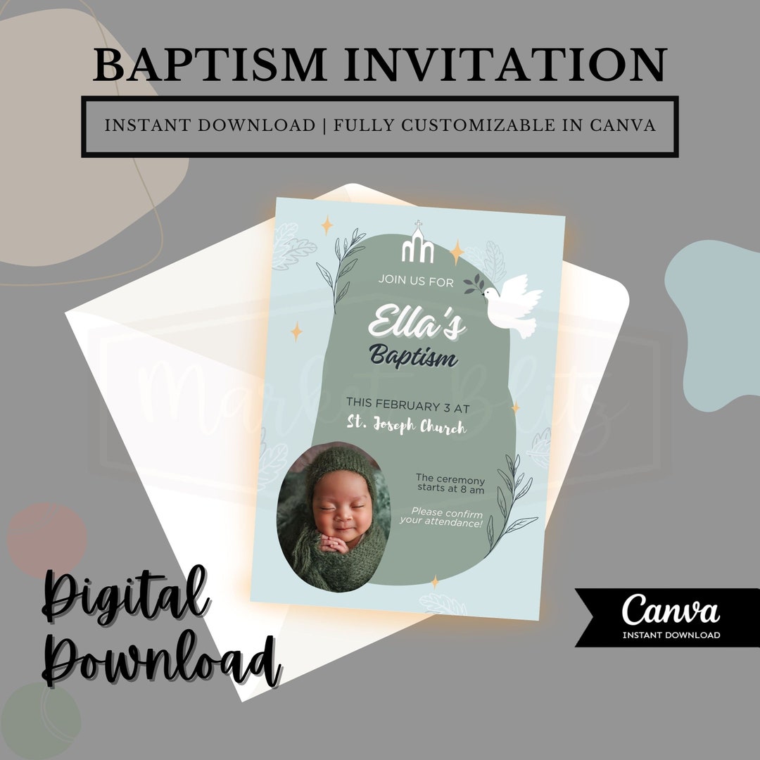 Baptism Invitation Template, Baptism Invitation, Christening, Modern ...