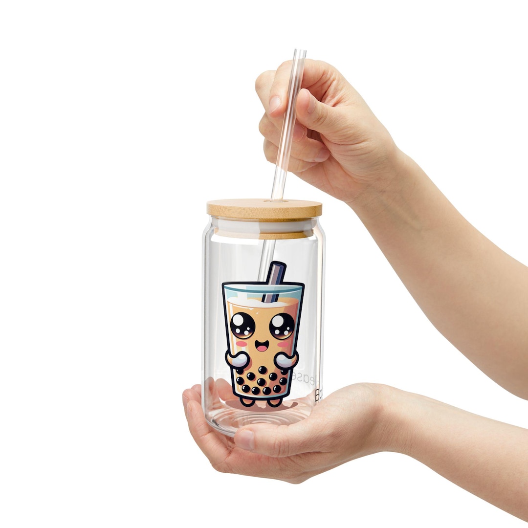Kawaii Boba Glass Sipper, Cute 16oz Drinkware, Boba Lover Gift ...