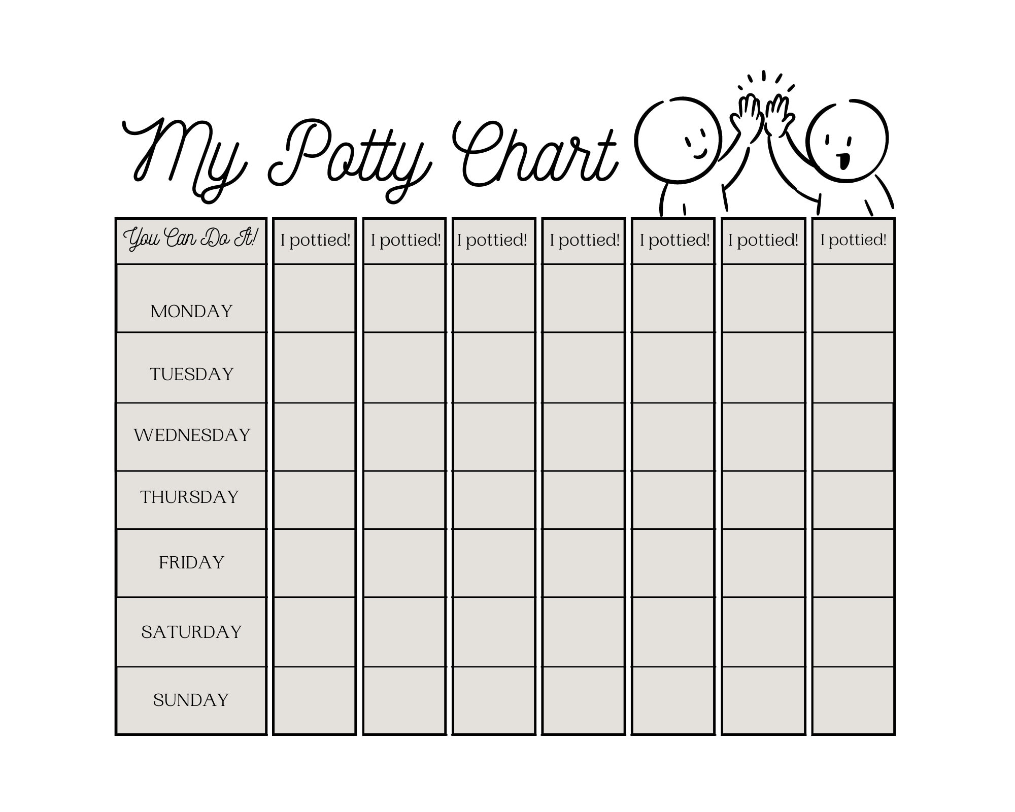 Potty Training Chart, Minimalist, You Can Do It, Rewards, Potty, Color ...
