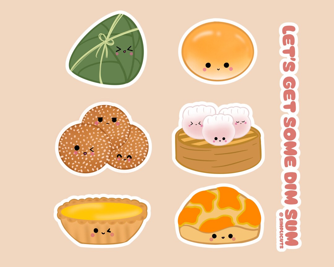 Dim Sum Stickers Rice Lotus Leaf Wrap Shumai Hargow - Etsy