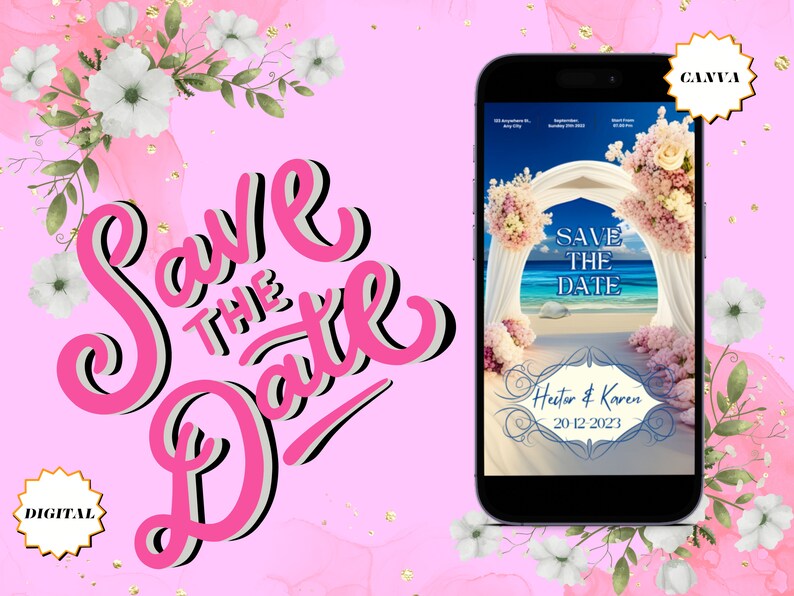 Editable Save the Date Digital Card for Phones Customizable Destination ...