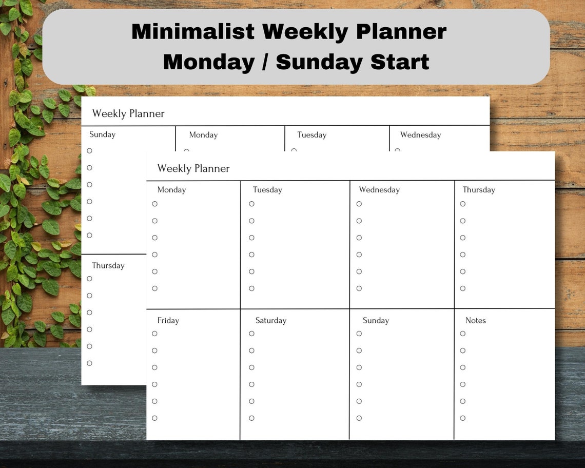 Daily Planner Printable Minimalist, Printable Planner Simple , Weekly ...