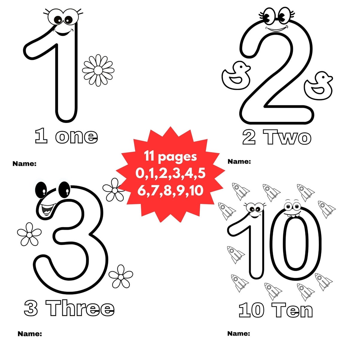Printable Coloring Numbers Pages for Kids Homeschool Kids Coloring Book ...