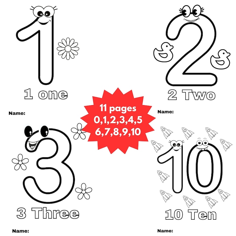 Printable Coloring Numbers Pages for Kids Homeschool Kids Coloring Book ...